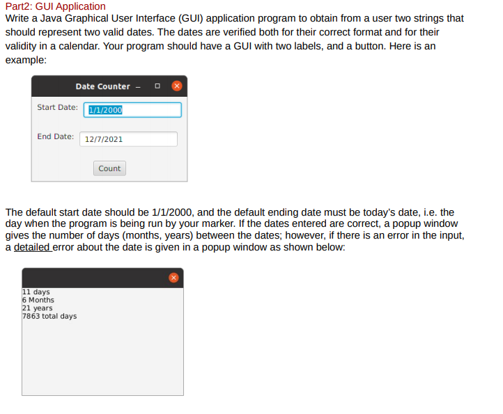 Solved Part2: GUI Application Write a Java Graphical User | Chegg.com