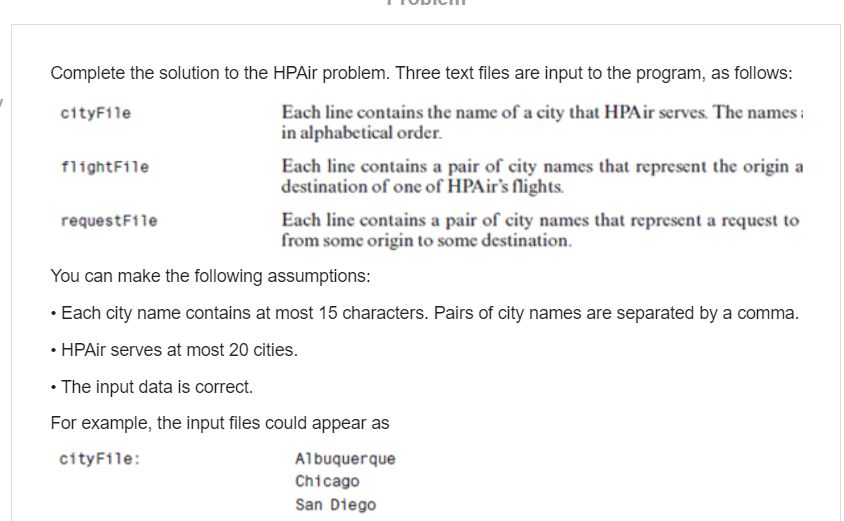 Complete the solution to the HPAir problem. Three | Chegg.com
