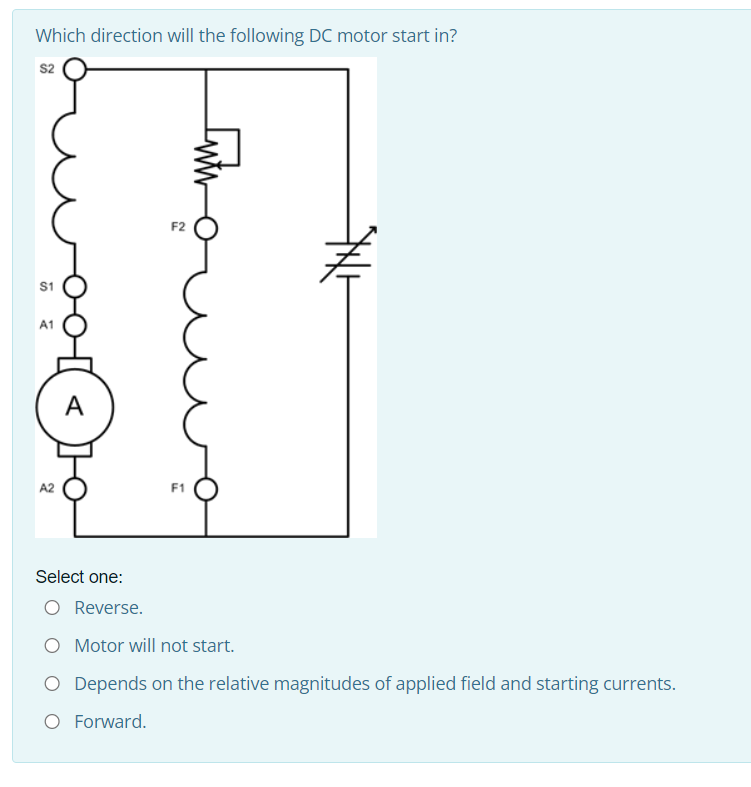 Solved Which direction will the following DC motor start in? | Chegg.com