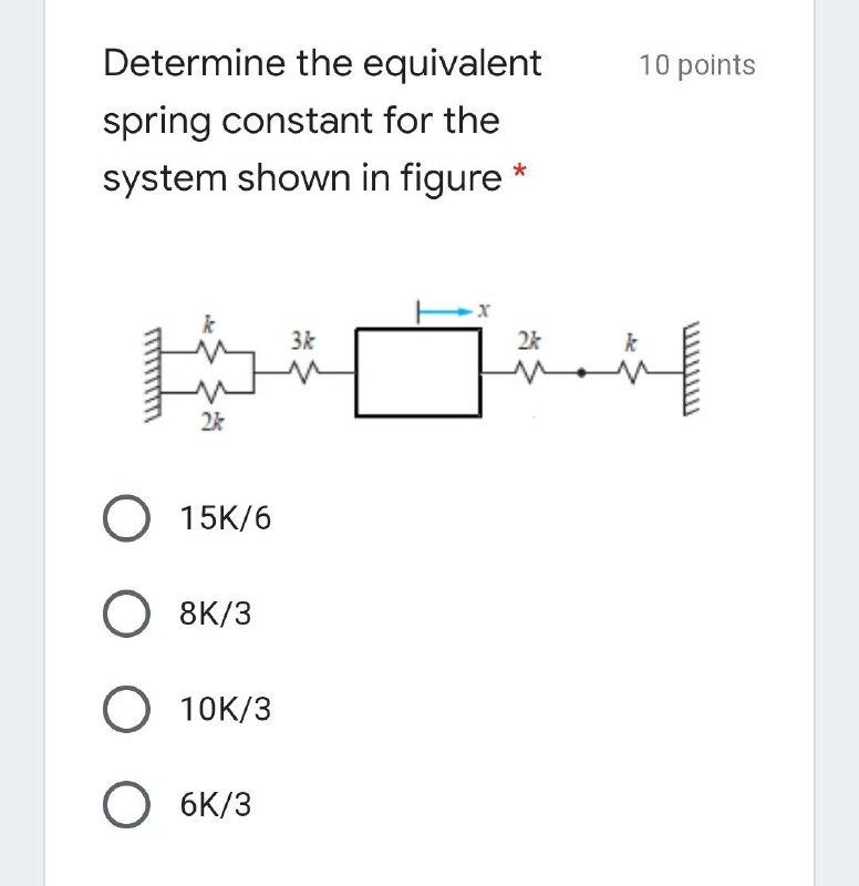 Solved 10 points Determine the equivalent spring constant | Chegg.com