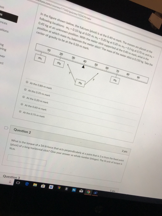 Solved n the figure shown below, the fulcrum (pivot) is at | Chegg.com