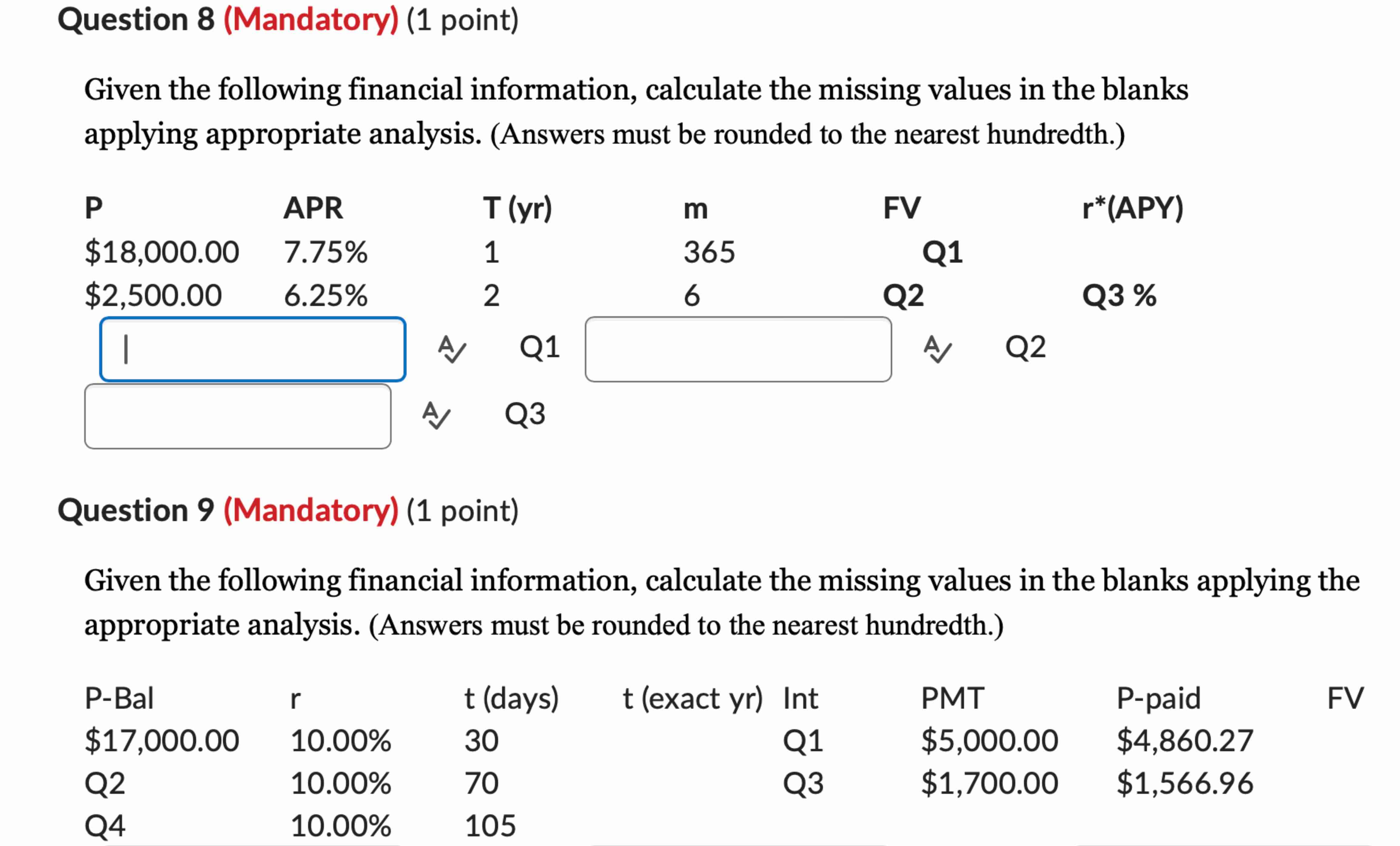 Solved calculate the missing values in the blanks applying | Chegg.com
