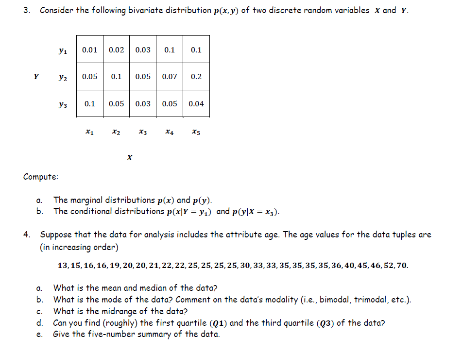 Solved 3. Consider the following bivariate distribution | Chegg.com