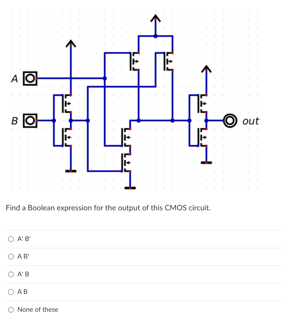 Find a Boolean expression for the output of this CMOS | Chegg.com