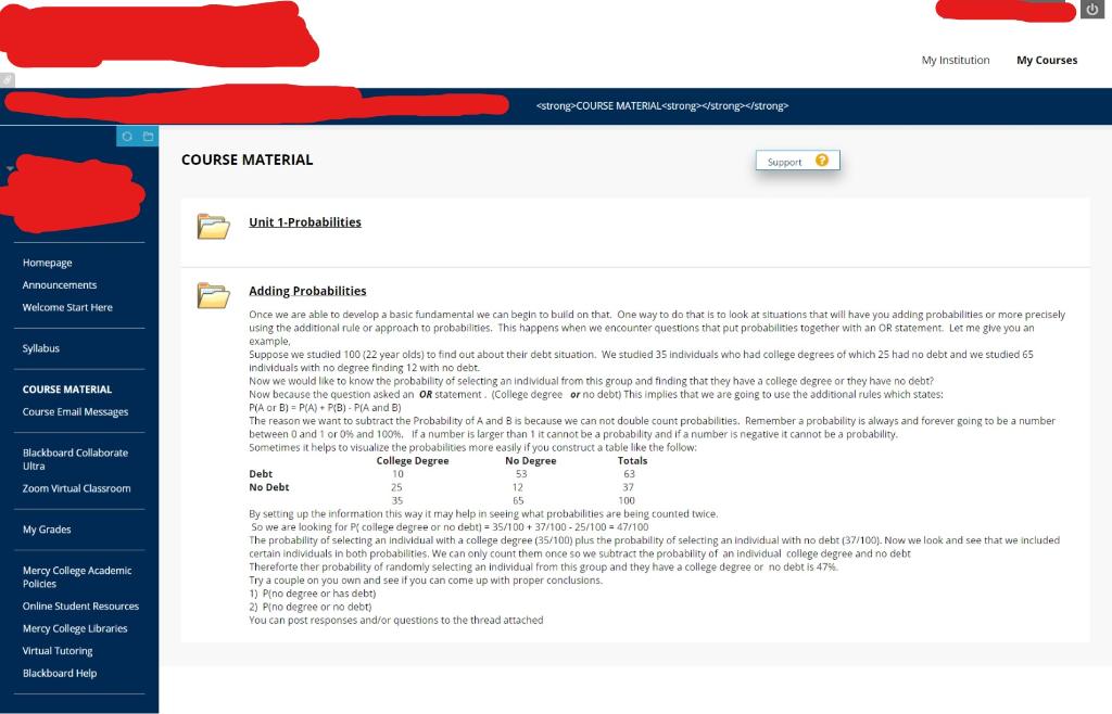 Solved COURSE MATERIAL Unit 1.Probabilities Adding | Chegg.com
