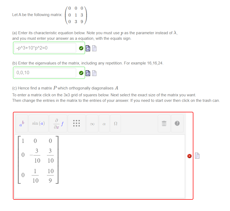 Solved 0 0 0 Let A be the following matrix 0 1 3 0 39 (a) | Chegg.com
