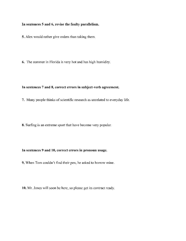 DIRECTIONS: Read the following sentences carefully, | Chegg.com