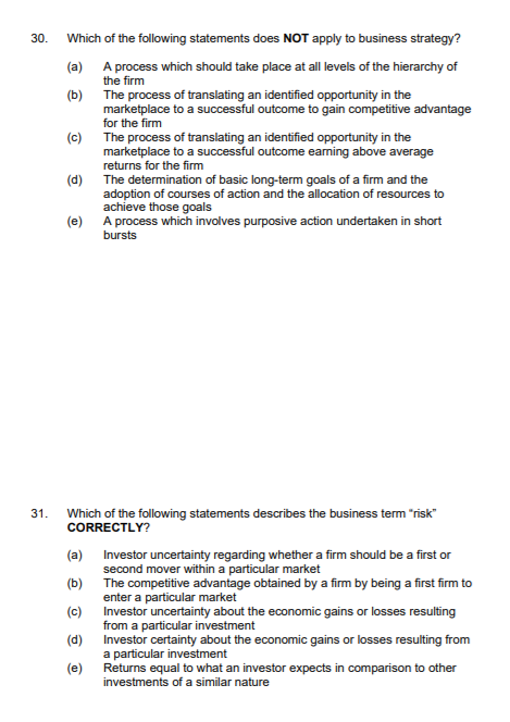 Solved 30. Which of the following statements does NOT apply | Chegg.com