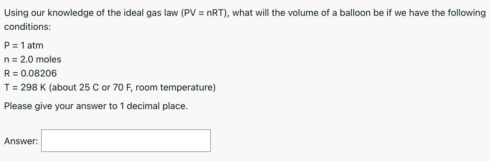 Solved Using our knowledge of the ideal gas law (PV = nRT), | Chegg.com