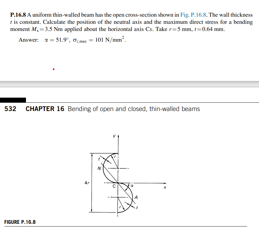 Solved P.16.8 A uniform thin-walled beam has the open | Chegg.com
