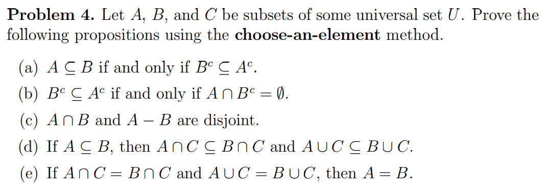 Solved Problem 4. Let A, B, and C be subsets of some | Chegg.com