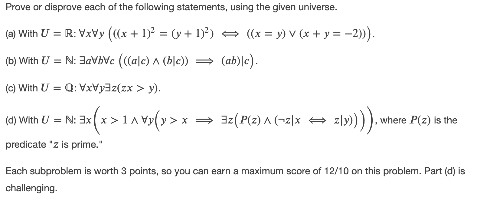 Solved Prove or disprove each of the following statements, | Chegg.com