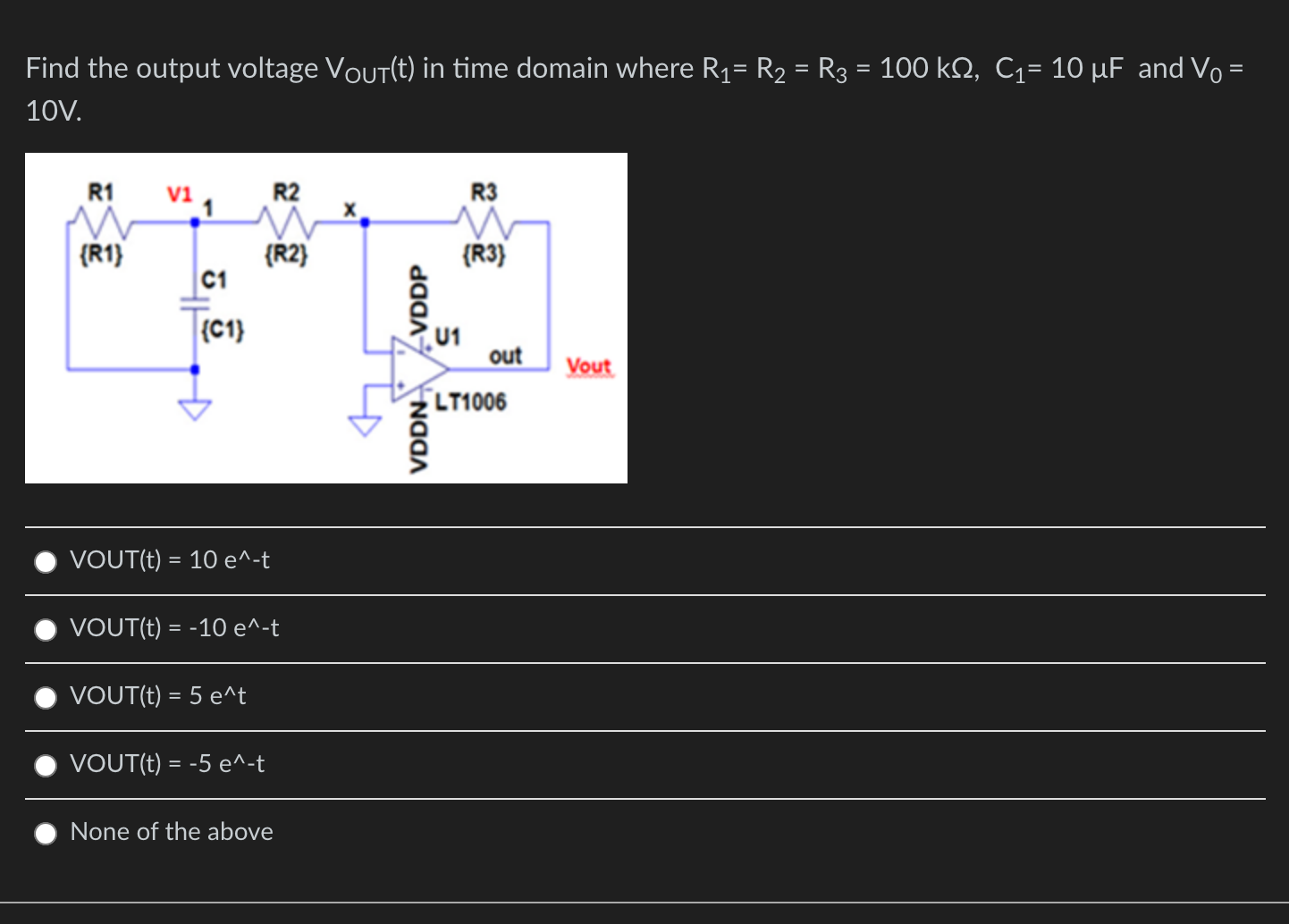 Solved Find the output voltage VOUT (t) in time domain where | Chegg.com