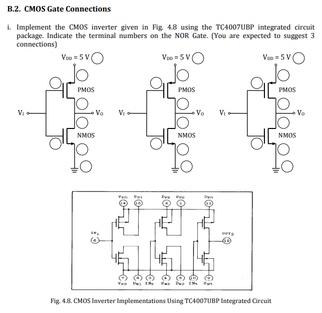 Solved B.2. CMOS Gate Connections i. Implement the CMOS | Chegg.com