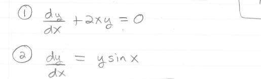Solved (1) dxdy+2xy=0 (2) dxdy=ysinx | Chegg.com