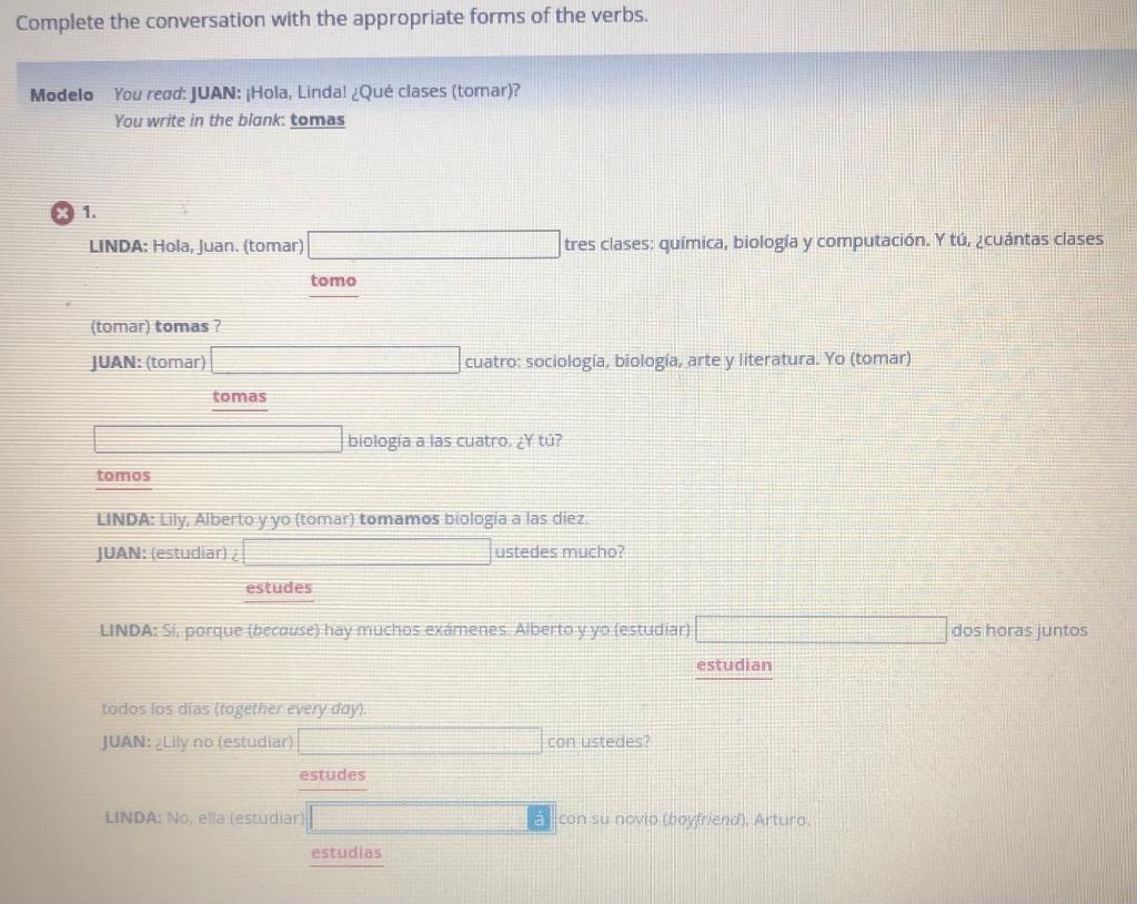 Complete the conversation with the appropriate forms | Chegg.com
