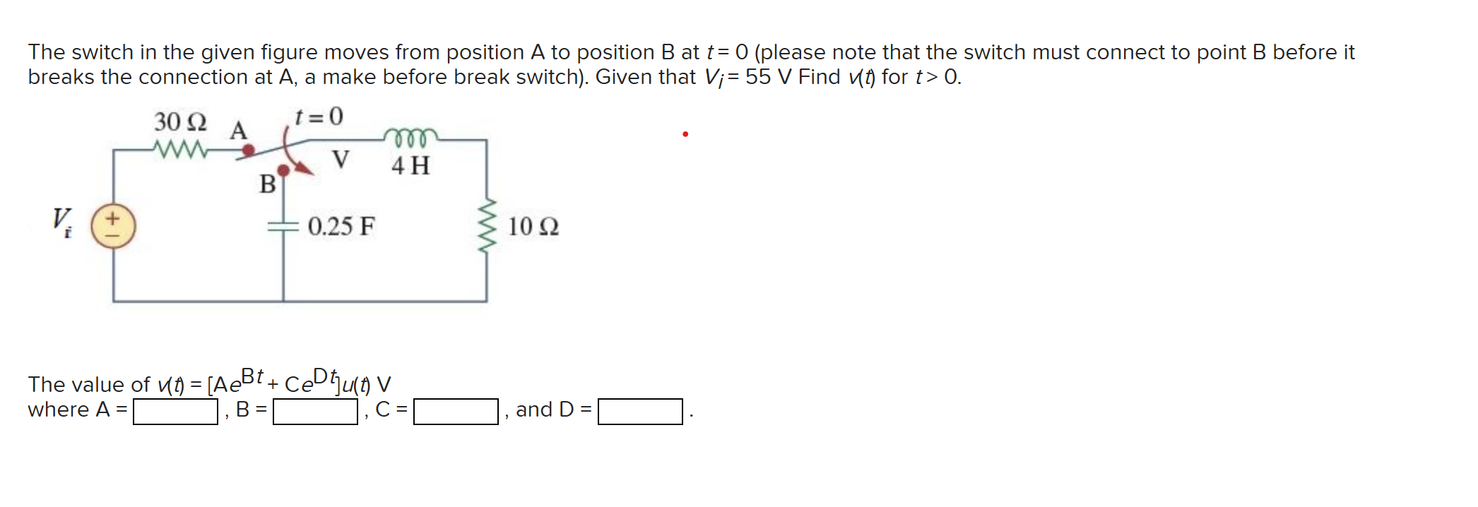 Solved The switch in ﻿the given figure moves from position | Chegg.com