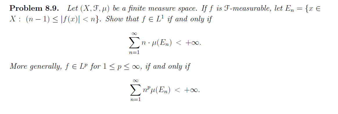 Solved Problem 8 9 Let X F U Be A Finite Measure Space