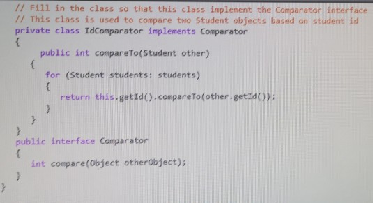 Solved public class Student implements Comparable private | Chegg.com
