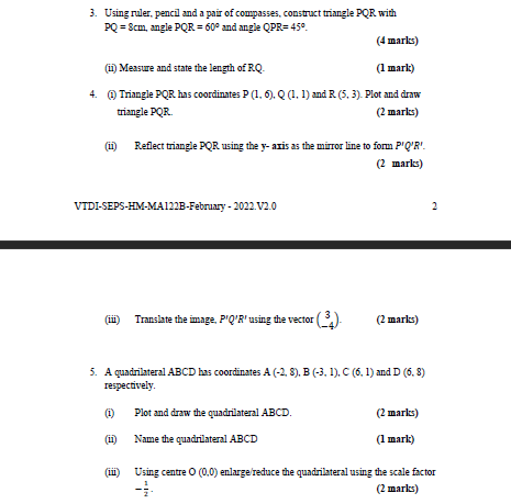 Solved 3. Using ruler, pencil and a pair of compasses, | Chegg.com