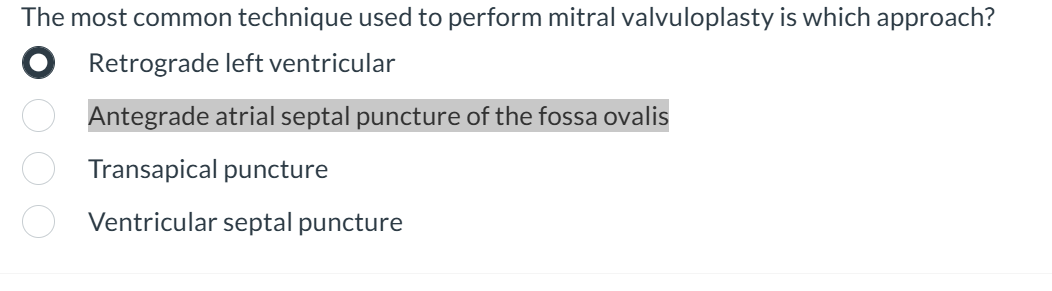 Solved The most common technique used to perform mitral | Chegg.com