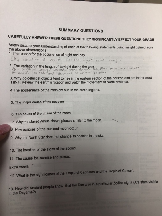 Solved SUMMARY QUESTIONS CAREFULLY ANSWER THE SE QUESTIONS | Chegg.com