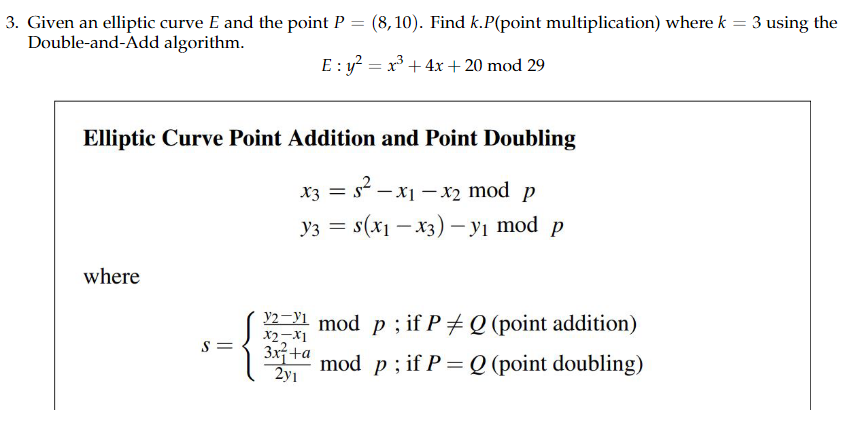 Solved Given an elliptic curve E ﻿and the point P=(8,10). | Chegg.com