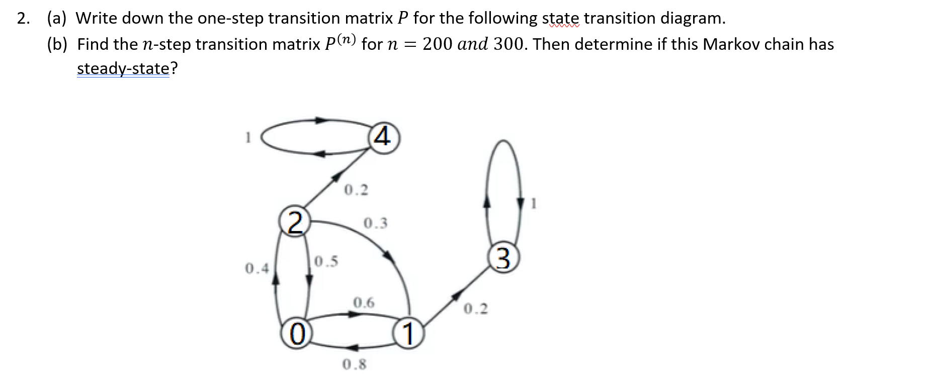 Solved (a) Write down the one-step transition matrix P for | Chegg.com