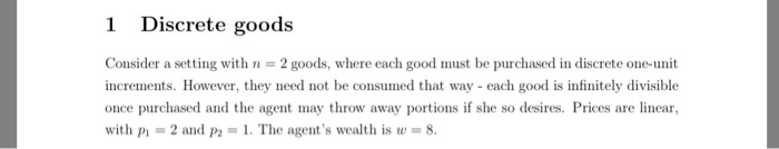 Solved 1 Discrete goods Consider a setting with n 2 goods, | Chegg.com