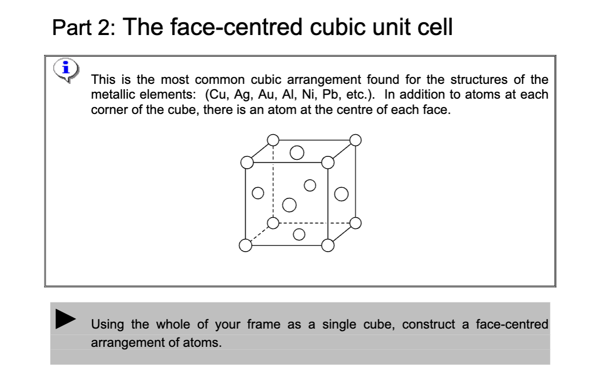 Solved Part 2 The Face Centred Cubic Unit Cell Question 6
