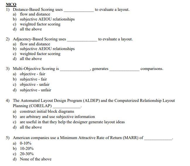Solved MCO 1) Distance-Based Scoring uses to evaluate a | Chegg.com