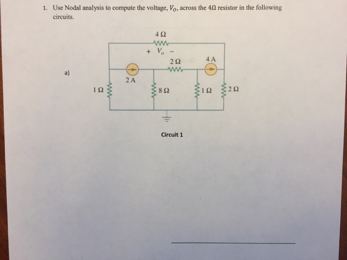 Solved Use Nodal analysis to compute the voltage, Vo, across | Chegg.com