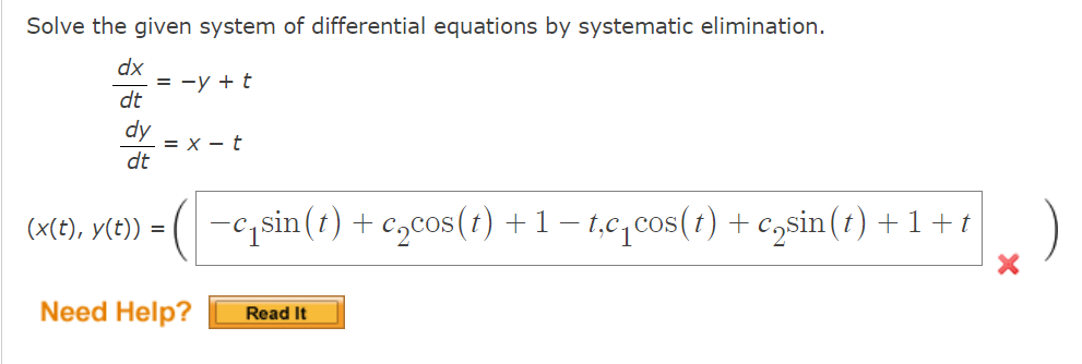 Solved Solve the given system of differential equations by | Chegg.com