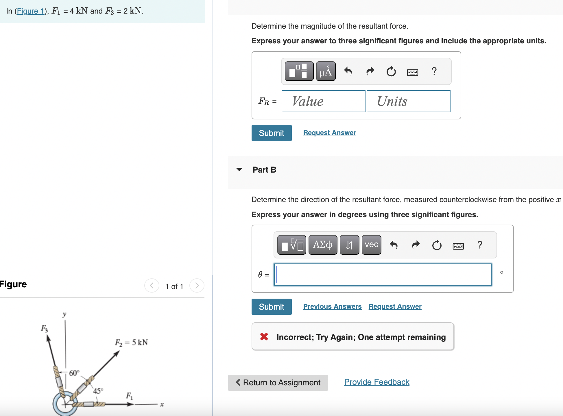 Solved ln (Figure 1), F1=4kN ﻿and F3=2kN.Determine the | Chegg.com