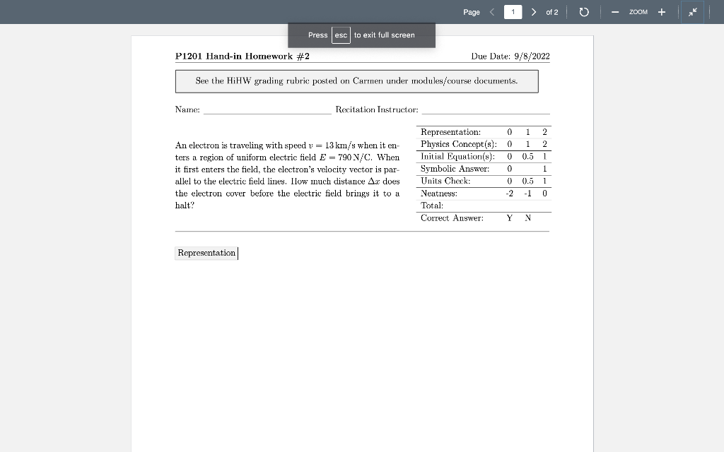 Solved See the HiHW grading rubric pasted on Carmen under | Chegg.com