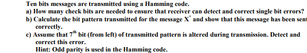 Solved Ten bits messages are transmitted using a Hamming | Chegg.com
