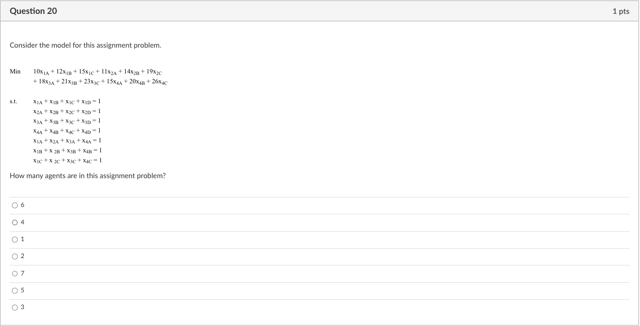Solved The assignment problem constraint x31+x32+x33+x34≤3 | Chegg.com