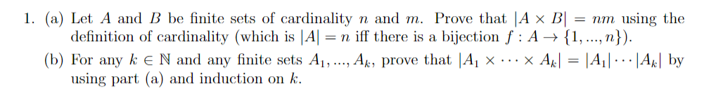 Solved 1. (a) Let A and B be finite sets of cardinality n | Chegg.com