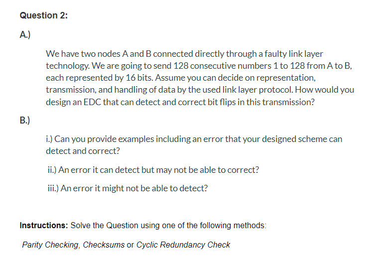Solved Question 2: A.) We have two nodes A and B connected | Chegg.com