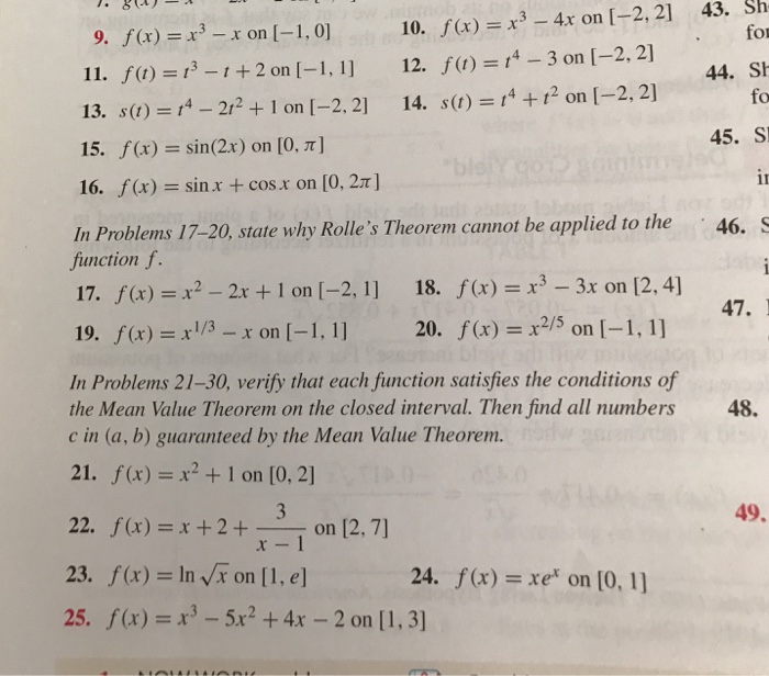 Solved In Problems 17-20, state why Rolle's Theorem cannot | Chegg.com