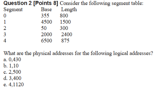 Solved Question 2 [Points 8] Consider the following segment | Chegg.com