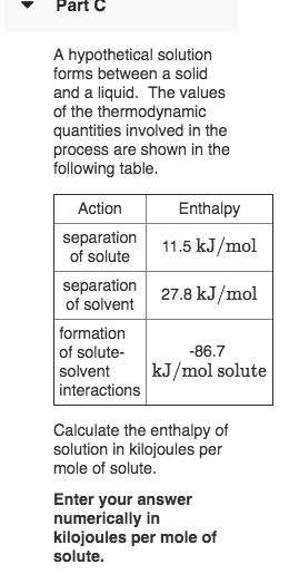 Solved Part C A hypothetical solution forms between a solid | Chegg.com