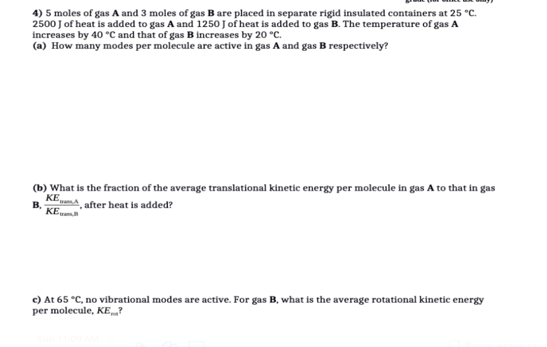 Solved 5 ﻿moles of gas A and 3 ﻿moles of gas B ﻿are placed | Chegg.com