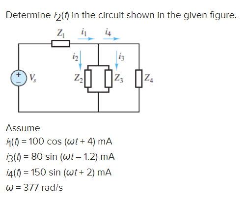Solved Determine i2(t) in the circuit shown in the given | Chegg.com