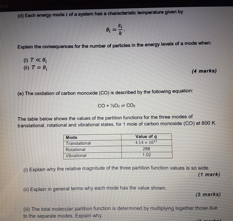 Solved (a) The general molecular partition function q is | Chegg.com