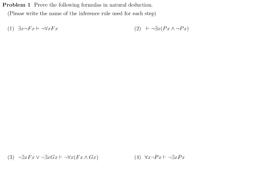 Solved Problem 1 Prove the following formulas in natural | Chegg.com