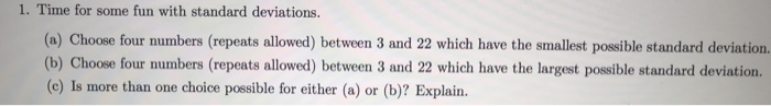 Solved 1. Time for some fun with standard deviations. (a) | Chegg.com