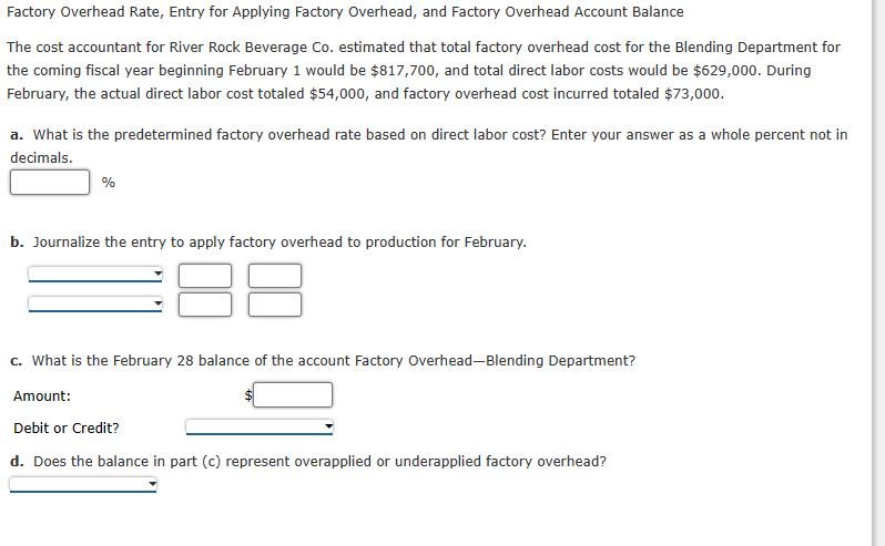 Solved Factory Overhead Rate, Entry for Applying Factory | Chegg.com