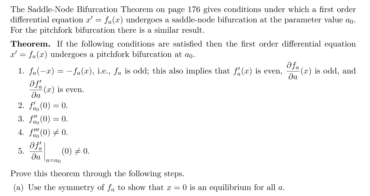 The Saddle-Node Bifurcation Theorem on page 176 gives | Chegg.com
