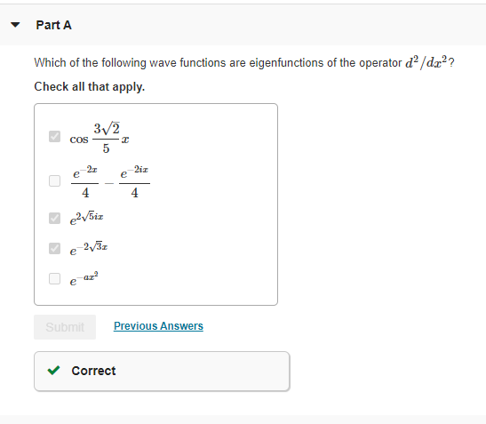 Solved Part A Which of the following wave functions are | Chegg.com